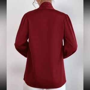 Tops | Luxe Tie Neck Satin Work Blouse | Poshmark